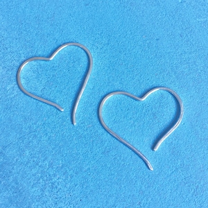 Small Sterling Silver Heart Hoop Earrings, Lightweight Open Heart - Etsy
