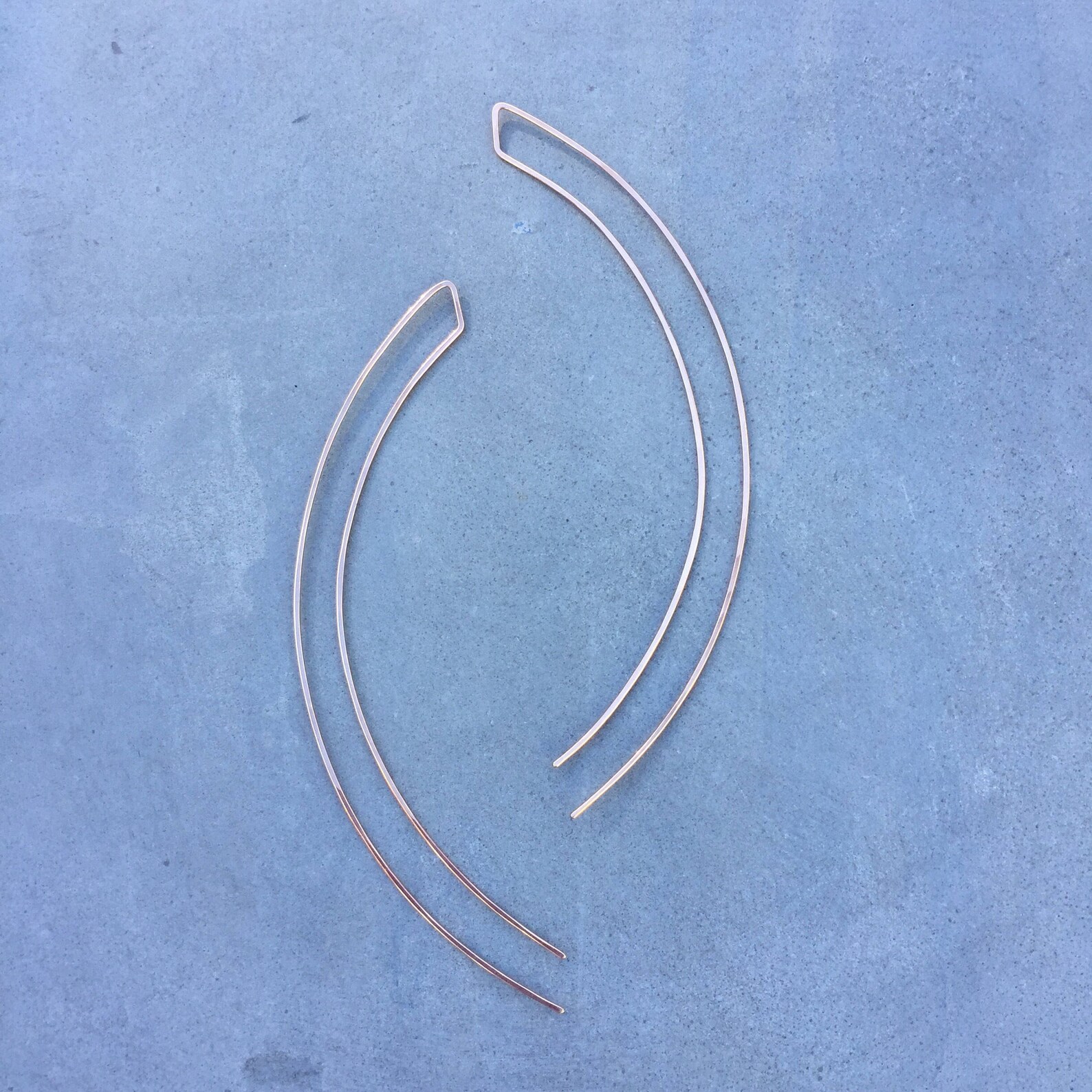 Art Deco Open Hoops Rose Gold Threader Geometric Rose Gold | Etsy