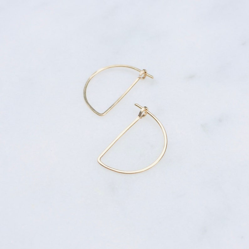Solid Gold Geometric Hoops 14k Gold Hoops Real Gold 14 Kt - Etsy