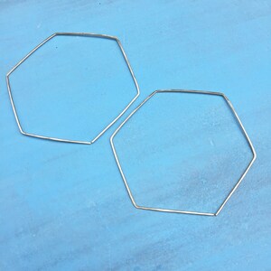 Large Hexagon Hoops, Large Gold Hoop Earrings, Geometric Hoops, Big ...