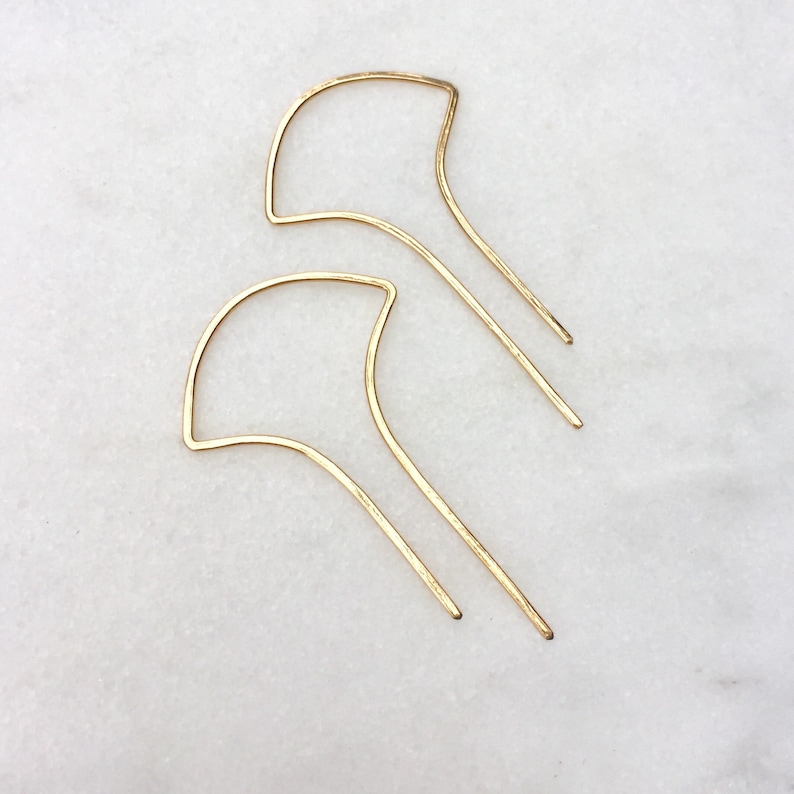 Solid Gold Threaders, Modern Solid Gold Earrings, 14 Kt Gold, Art Deco ...