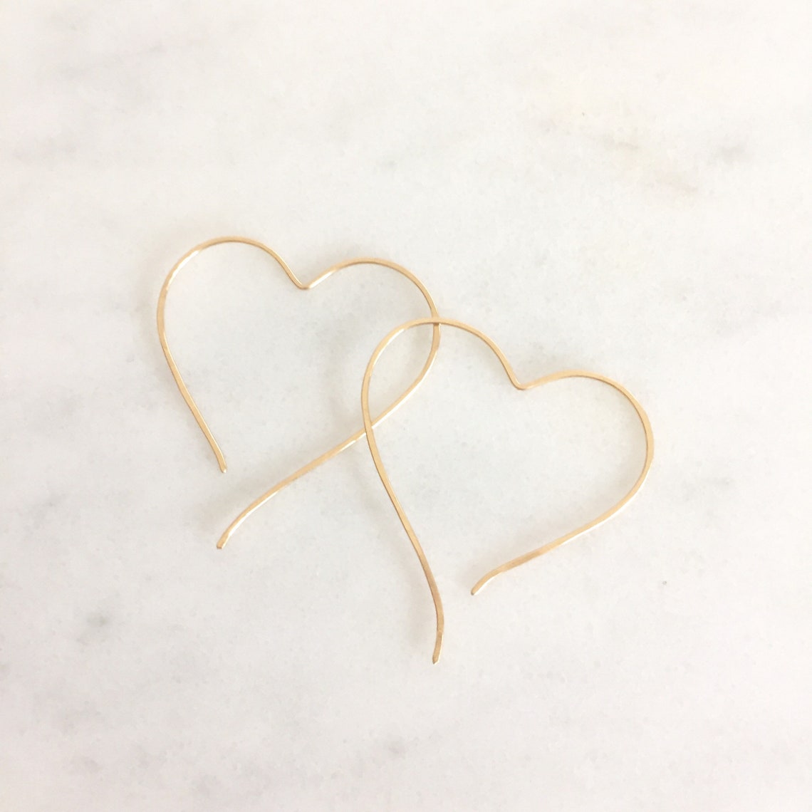 SOLID GOLD Heart Hoops 14k Gold Real Gold Solid Gold | Etsy