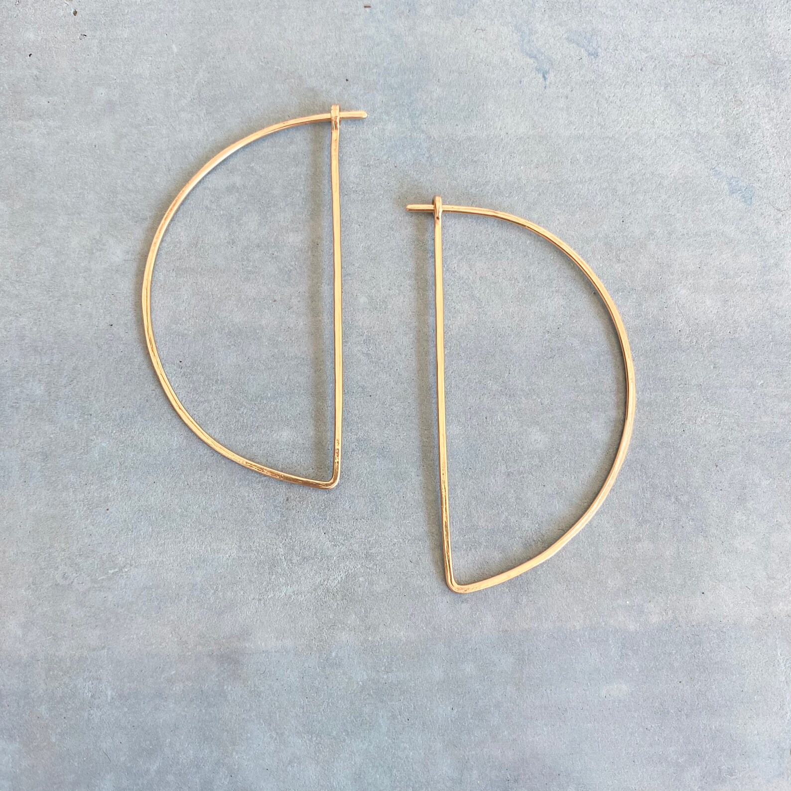 14kt Gold Filled Half Circle Hoops, Handmade Geometric Earrings, Modern ...