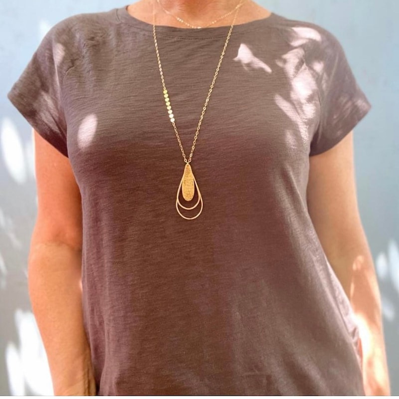 Long Gold Pendant - Etsy