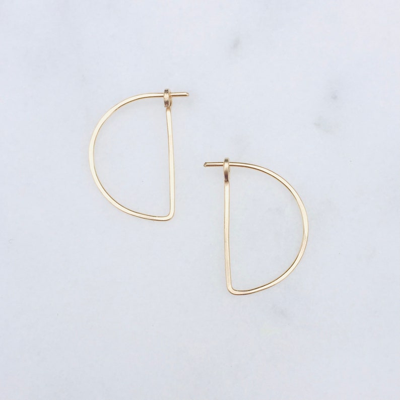 Solid Gold Geometric Hoops 14k Gold Hoops Real Gold 14 Kt - Etsy