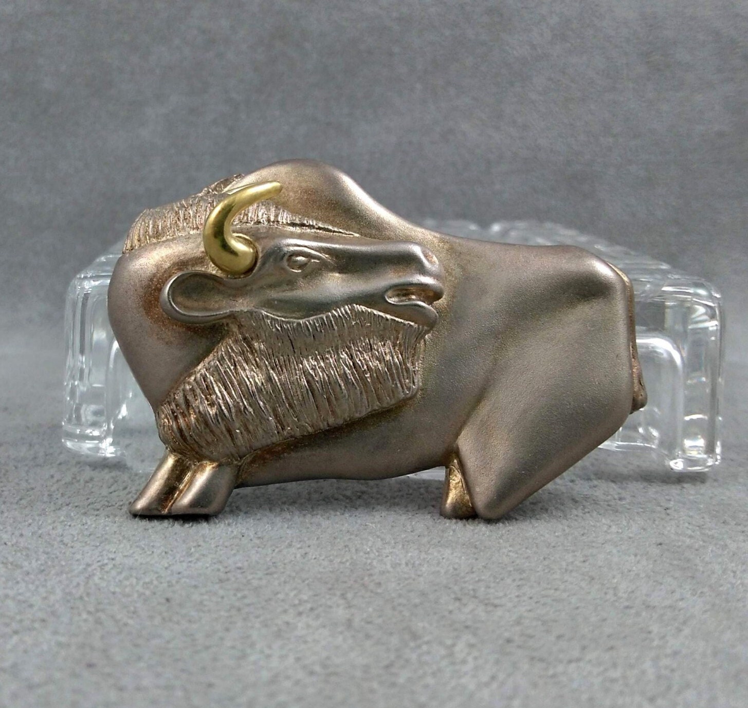 Brooch, Handcrafted, Buffalo, Bison, SS & 18K, Animal Sculpture, Unisex ...