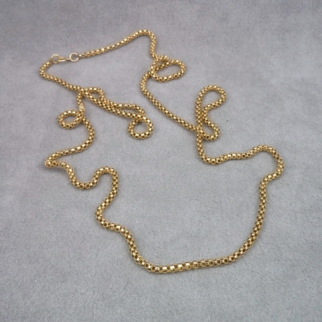 Woven Mesh Chain 14K Gold Chain 30 Long Neck Chain - Etsy