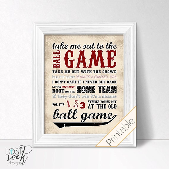 Vintage Baseball Theme Take Me Out to the Ball Game Ballgame Red Black ...
