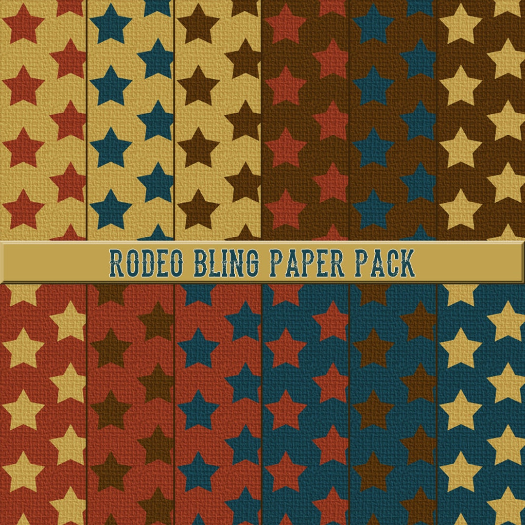 Digital Paper Pack Scrapbook Western Cowboy Rodeo Stars Country ...