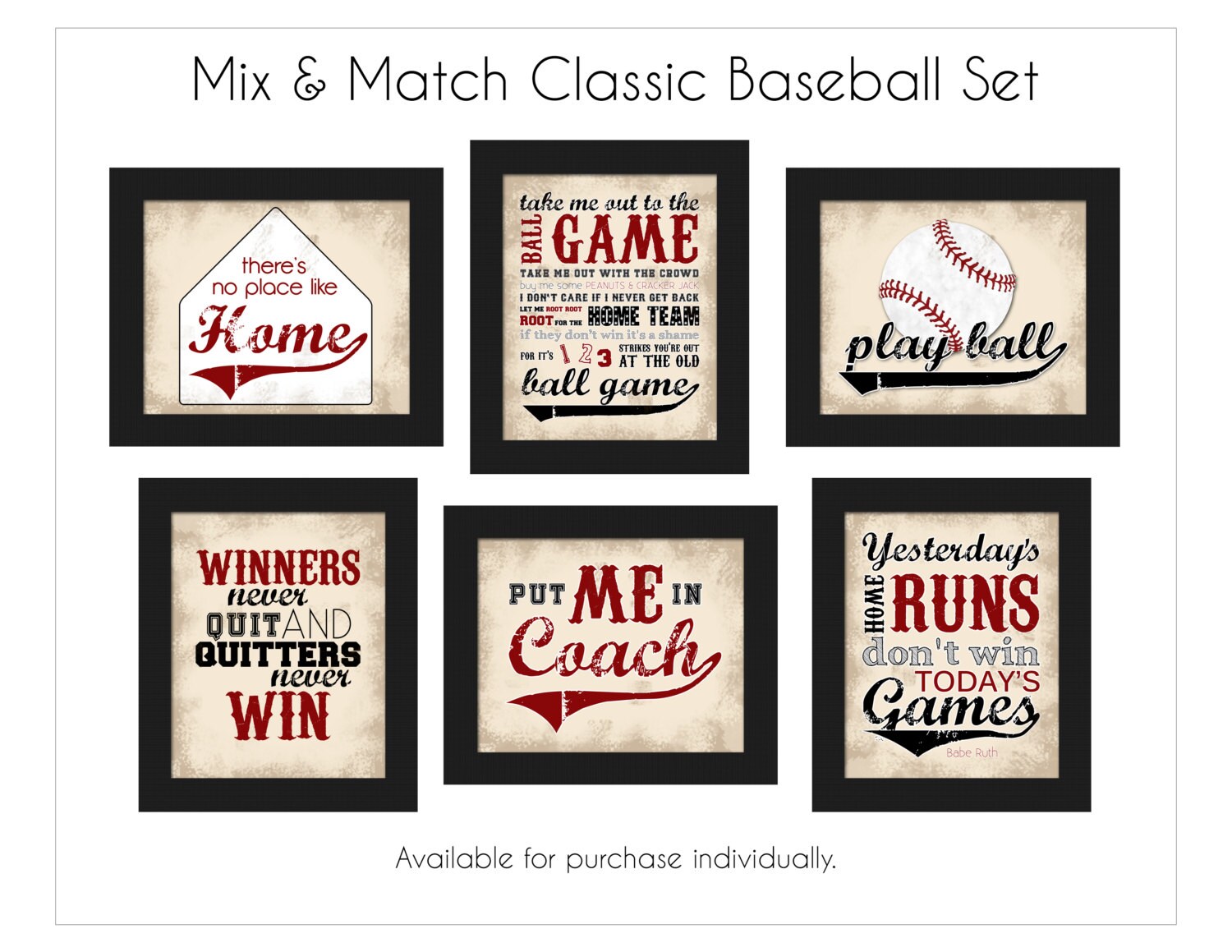 Vintage Baseball Theme Take Me Out to the Ball Game Ballgame Red Black ...