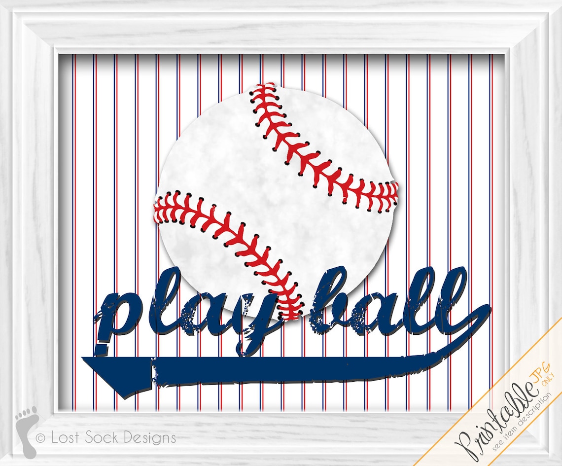 Play Ball Baseball Decor Baby Boys Baseball Theme Nursery Bedroom Wall ...