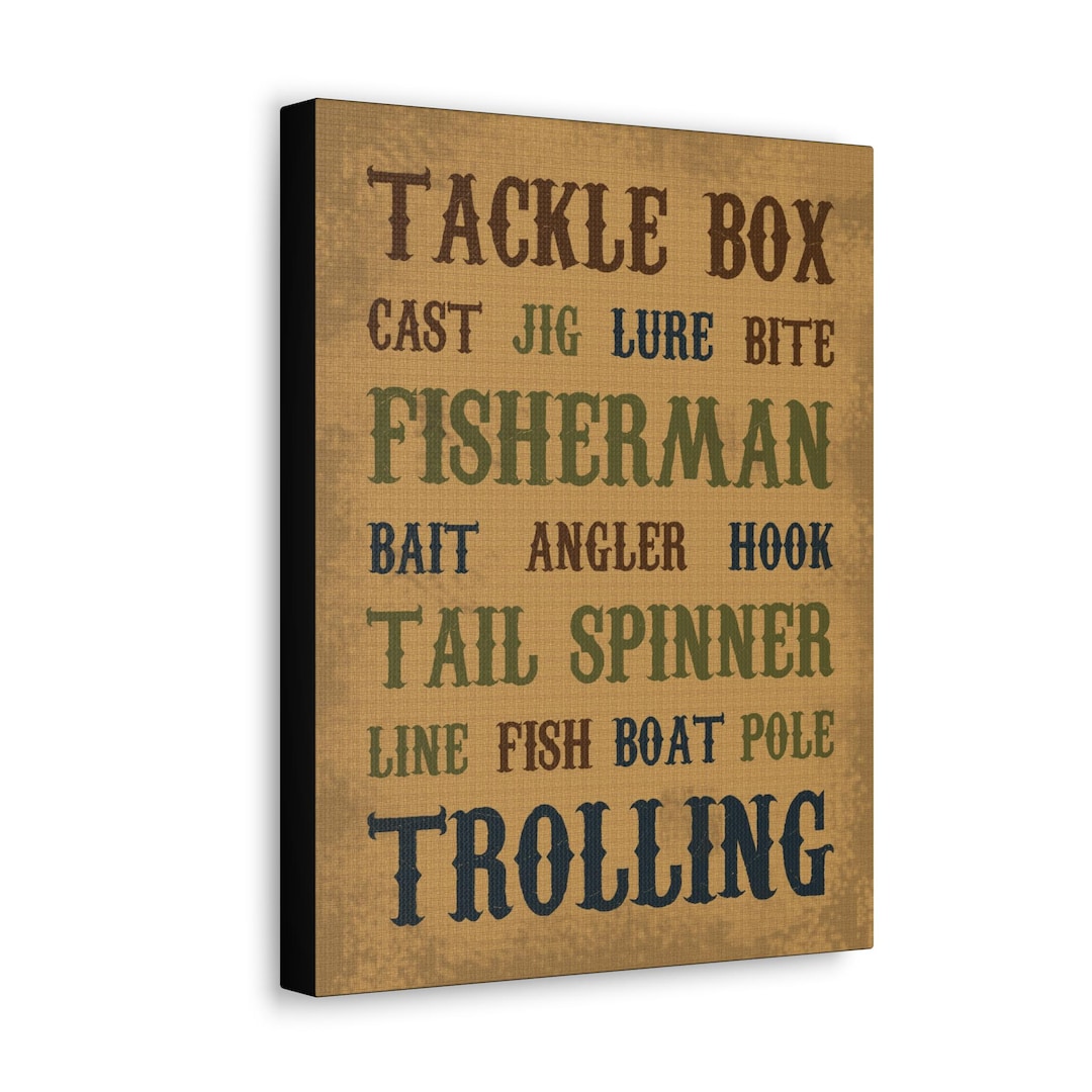 Rustic Fishing Word Art Canvas for Anglers Boys Room Teen Bedroom or ...