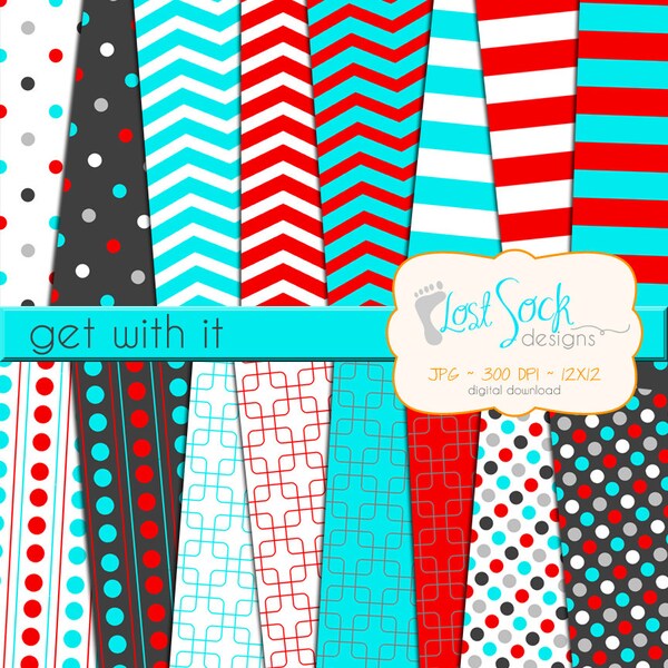 Red Aqua Grey - Etsy