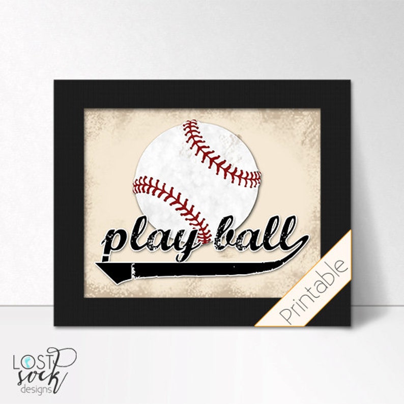 Vintage Distressed Looking Play Ball Baseball Decor for Baby Boy ...