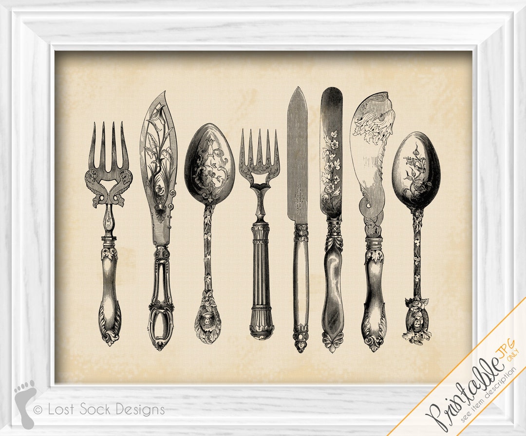 Kitchen Decor Silverware Flatware Cutlery Dining Room Wall Art ...