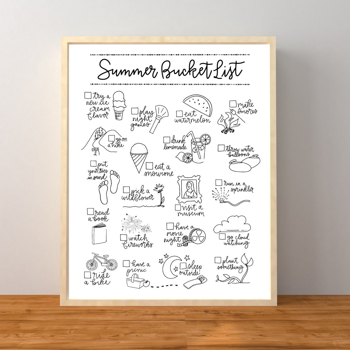 Bucket List Summer Bucket List Art Print - Etsy