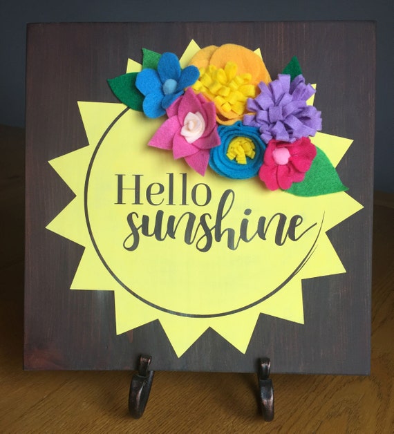 Hello Sunshine Wood Sign Art | Etsy
