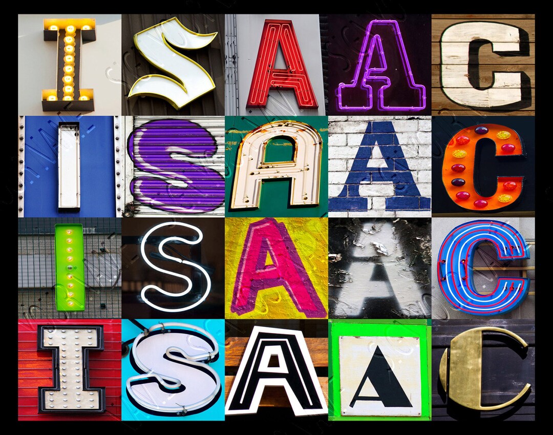 Personalized Poster Featuring ISAAC Showcased in Photos of Sign Letters ...