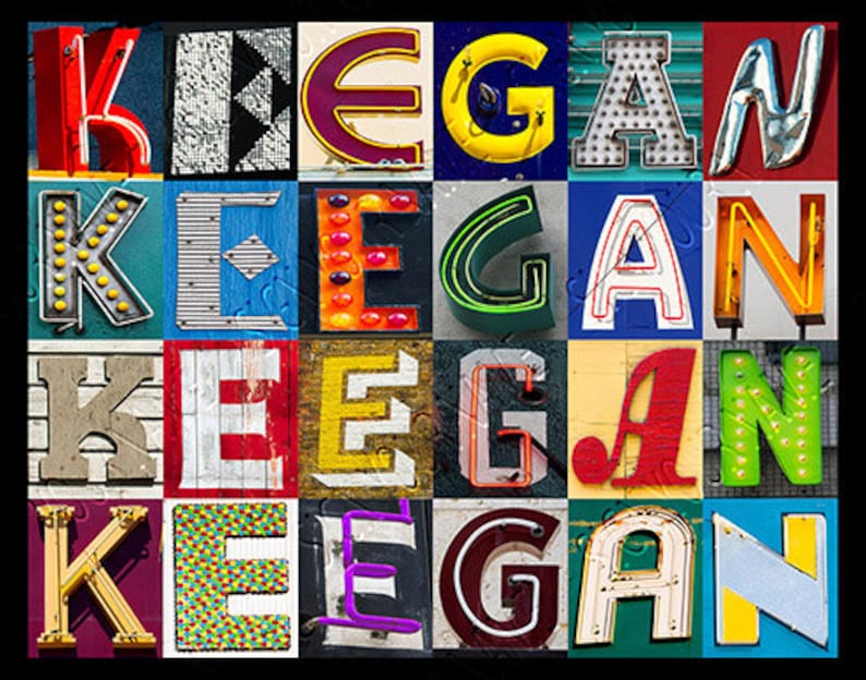 KEEGAN or KEGAN Personalized Poster Featuring Photos of Letters From ...