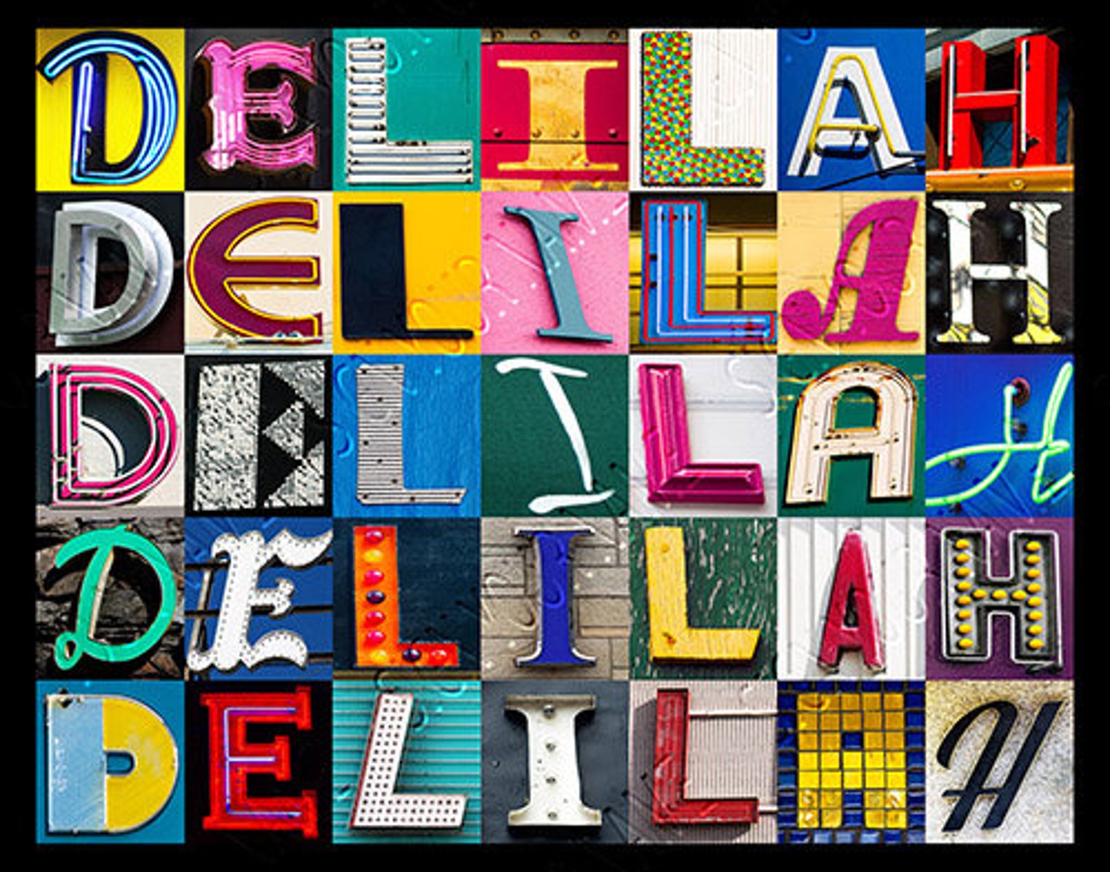 DELILAH Personalized Poster Featuring Photos of Sign Letters - Etsy