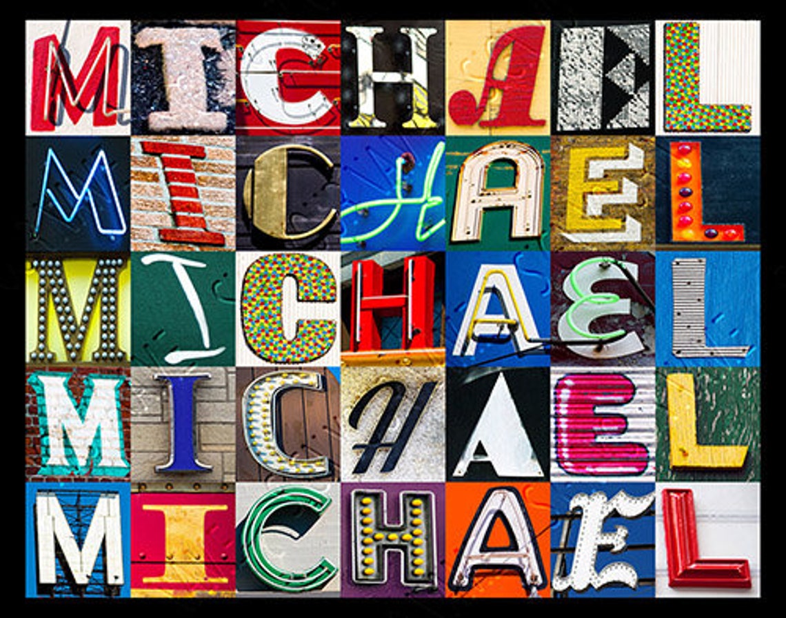 MICHAEL Personalized Poster Featuring Photos of Letters From Signs ...