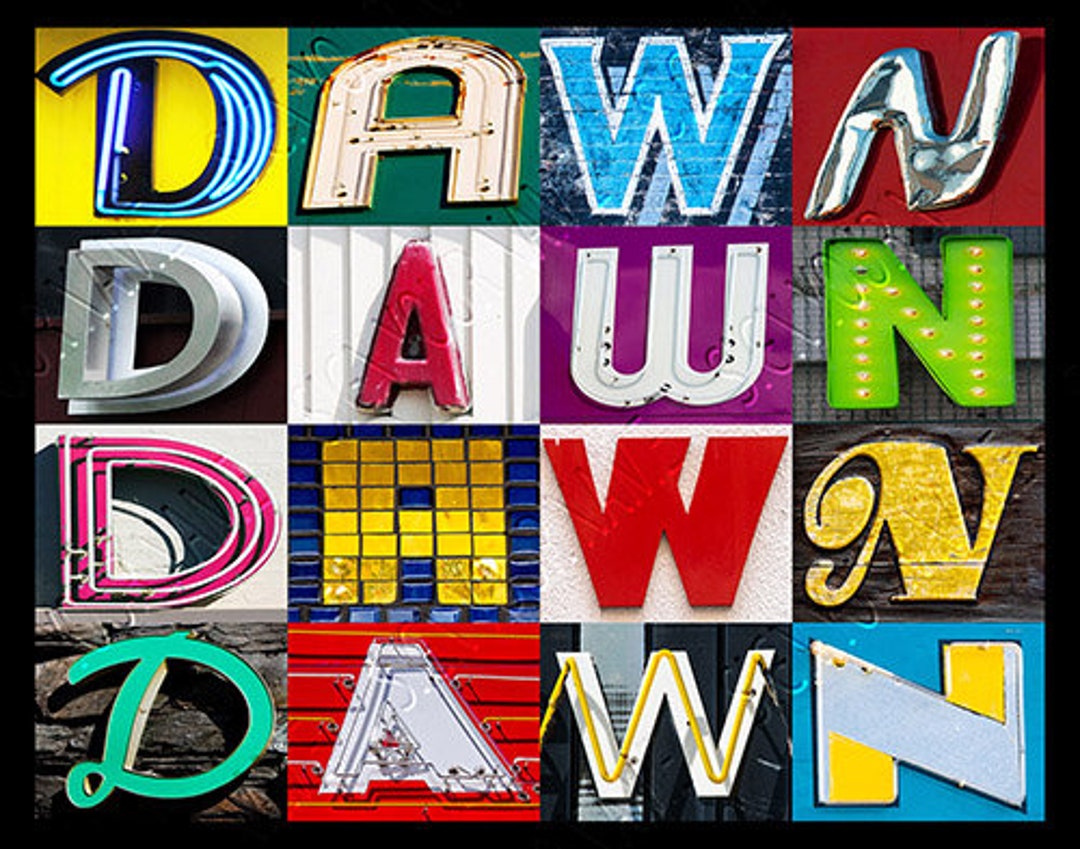 DAWN Personalized Poster Featuring in Photos of Alphabet Letters From ...