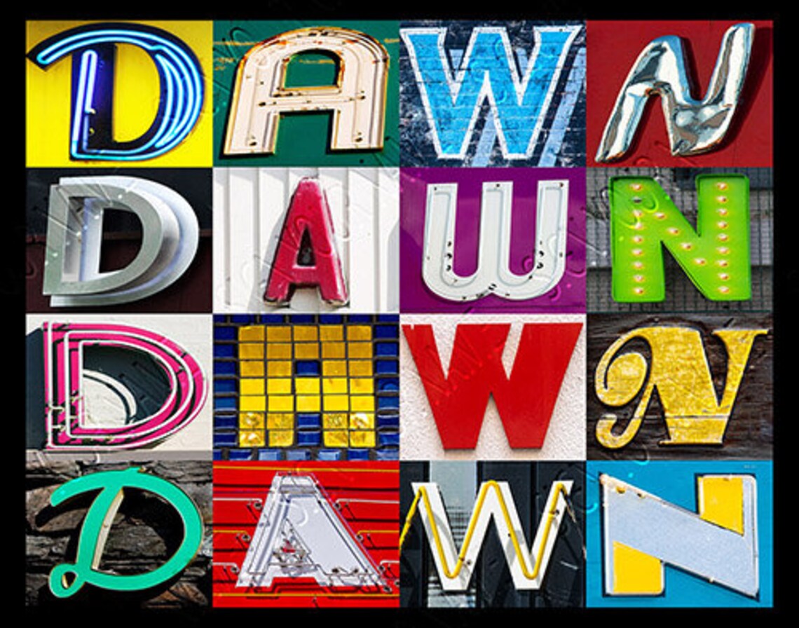 DAWN Personalized Poster Featuring in Photos of Alphabet Letters From ...