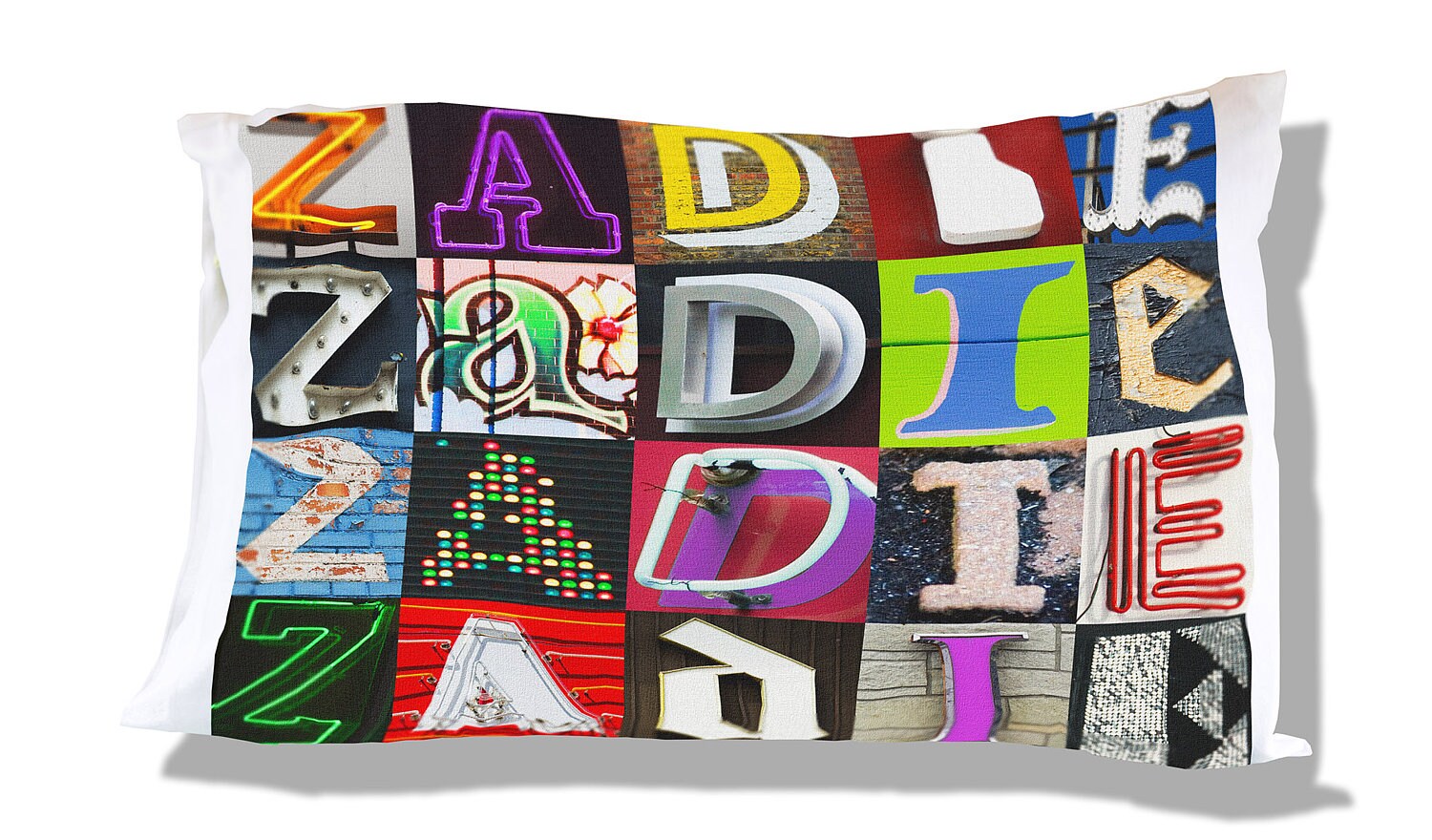Personalized Pillow Case Featuring ZADIE in Sign Letters; Custom Pillow ...