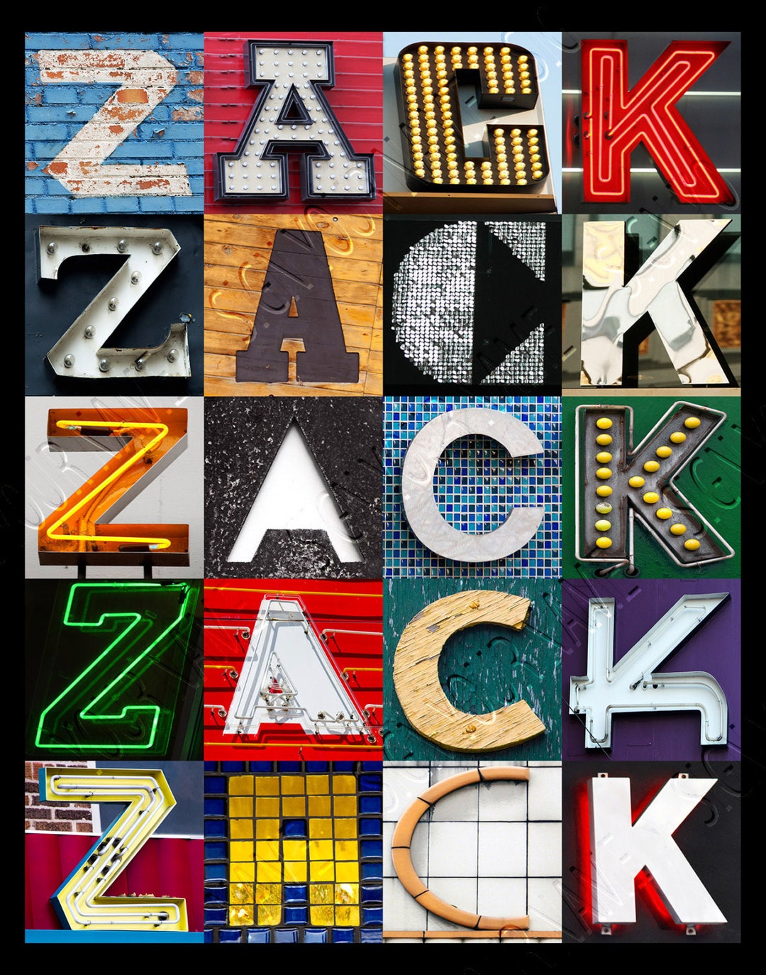 Personalized Poster Featuring ZACK Showcased in Photos of Letters From ...