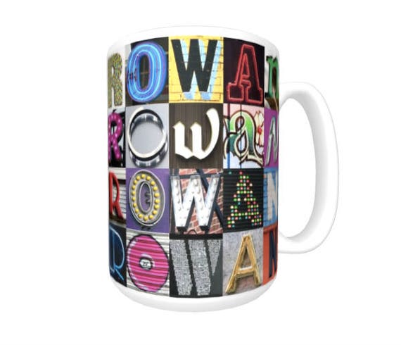 Personalized Coffee Mug Featuring the Name ROWAN in Sign - Etsy UK