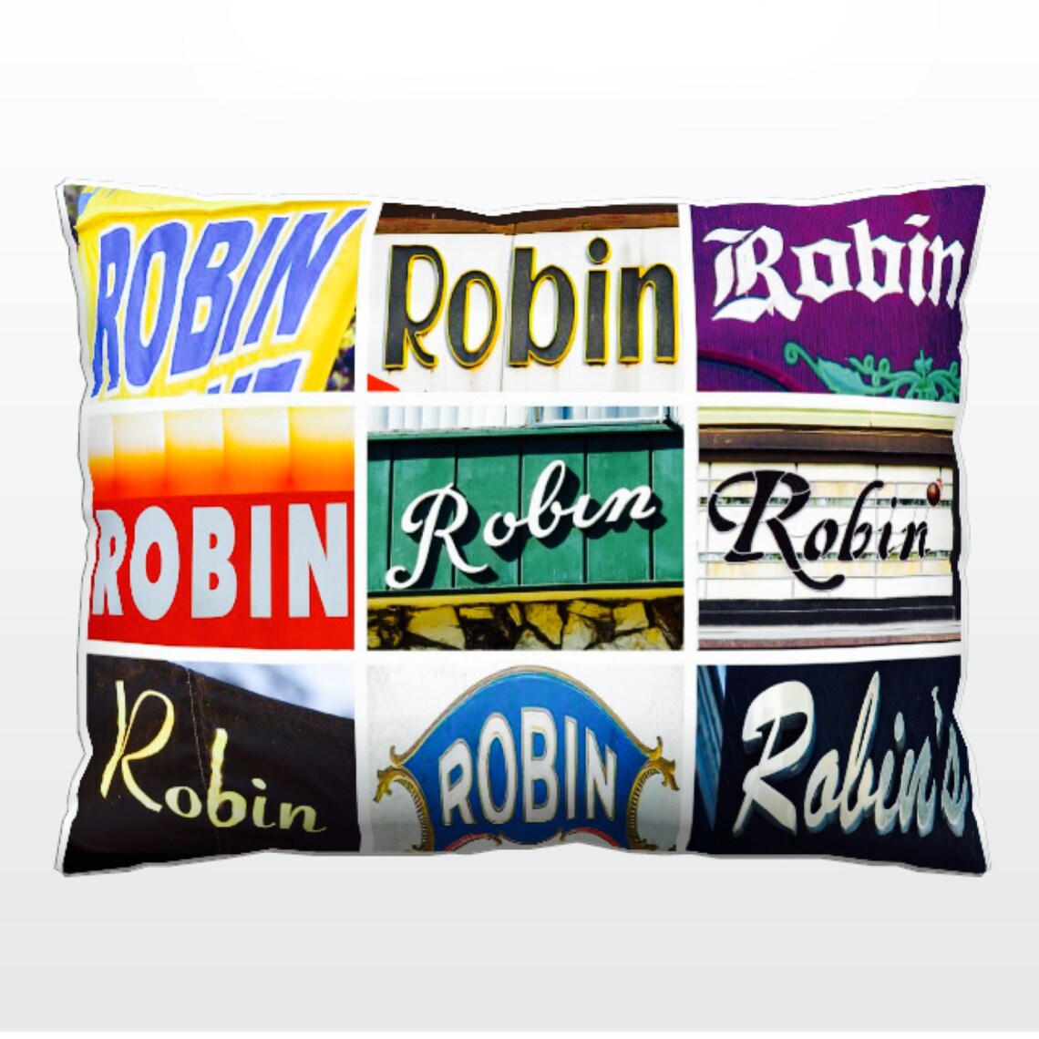 Personalized Pillow Featuring the Name ROBIN in Photos of - Etsy