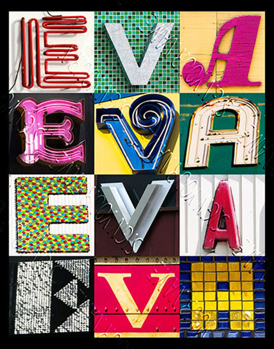 EVA Personalized Poster Featuring Photos of Letters From Signs ...