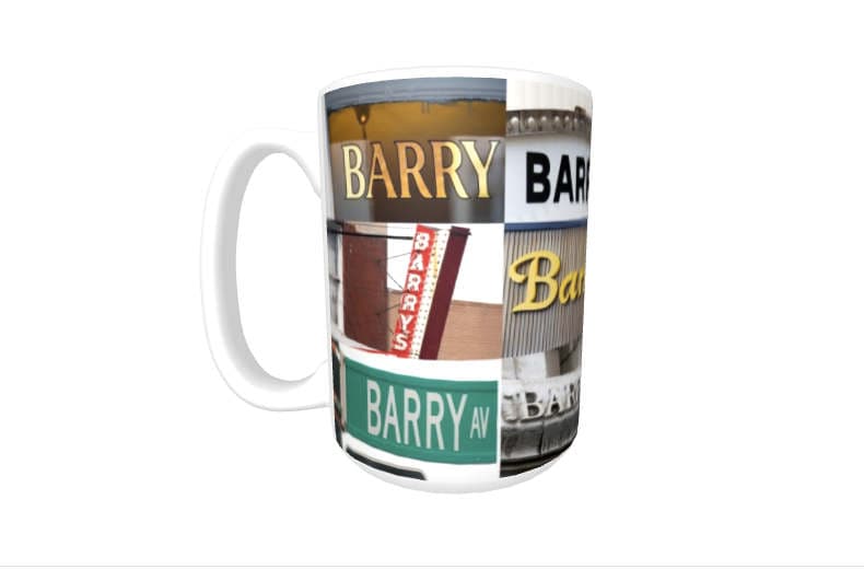 Personalized Coffee Mug Featuring the Name BARRY in Photos of Signs ...