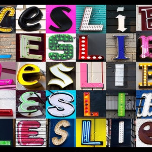 LESLIE Personalized Poster Featuring Photos of Sign Letters; Typography ...