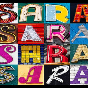 SARAH or SARA Personalized Poster Featuring Photos of Alphabet Letters ...