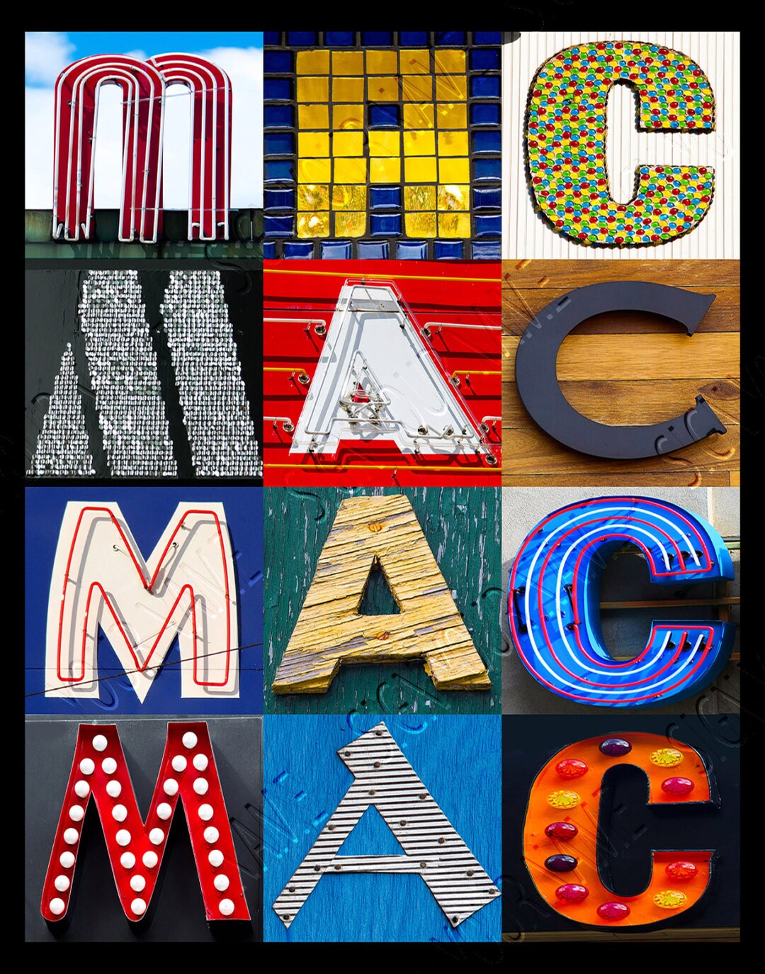 MAC Personalized Poster Featuring Photos of Sign Letters; Typography ...