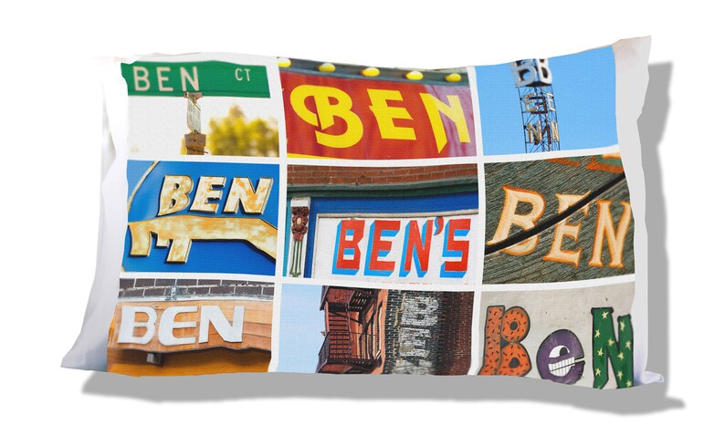 Personalized Pillow Case Featuring BEN in Sign Photos; Custom Pillow ...