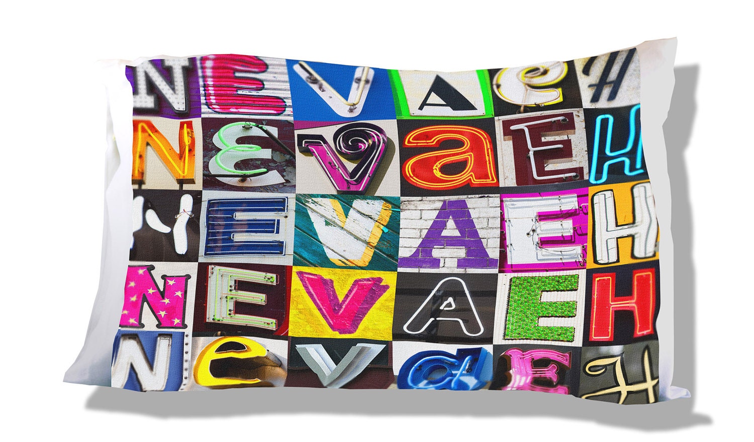 Personalized Pillow Case Featuring NEVAEH in Sign Letters; Custom ...