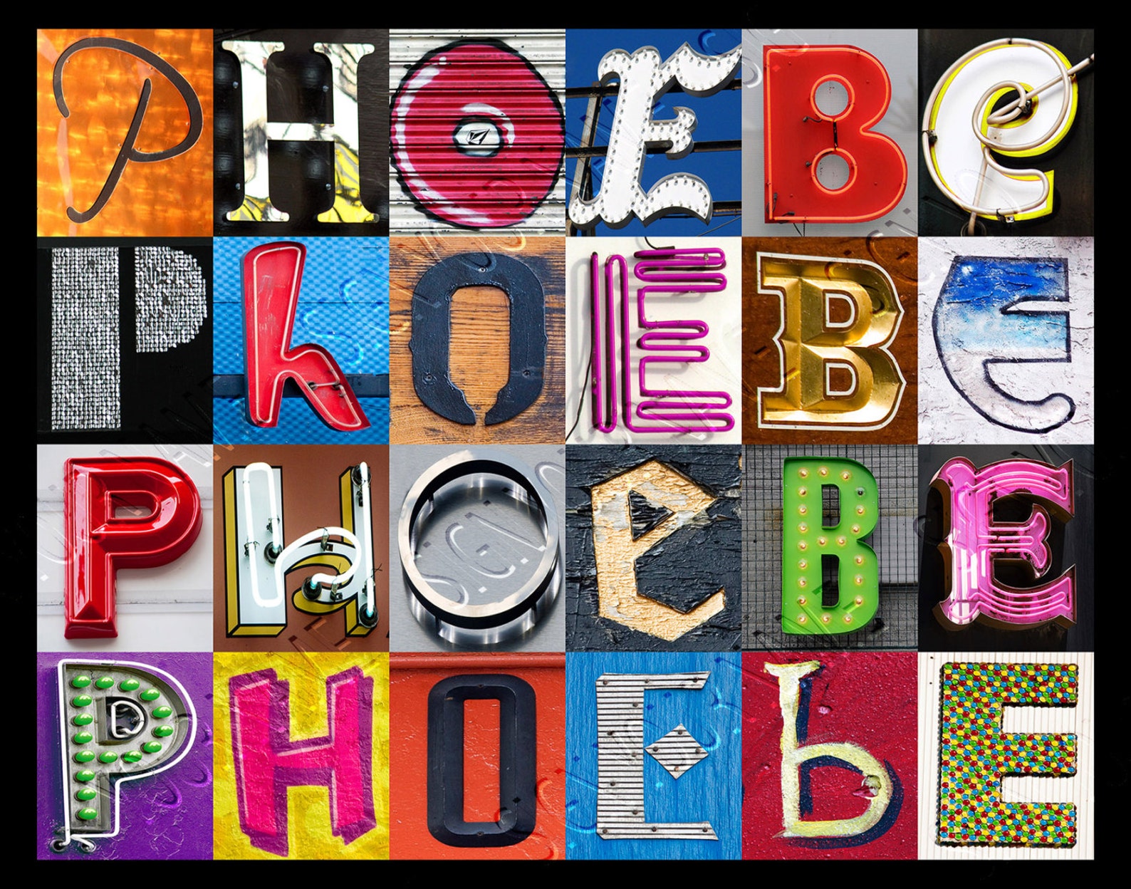 Personalized Poster Featuring PHOEBE in Photos of Alphabet Letters From ...