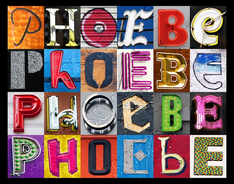 Personalized Poster Featuring PHOEBE in Photos of Alphabet Letters From ...