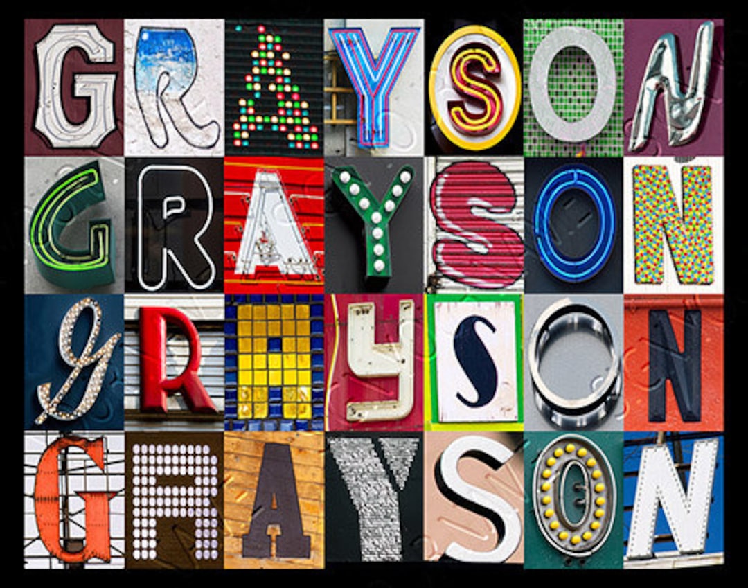GRAYSON Personalized Poster Featuring Photos of Letters From Signs ...