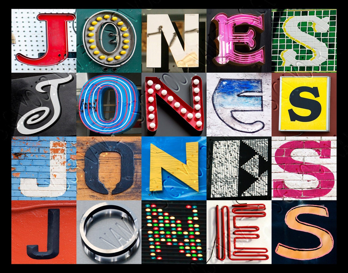 Personalized Poster Featuring JONES in Photos of Alphabet Letters From ...