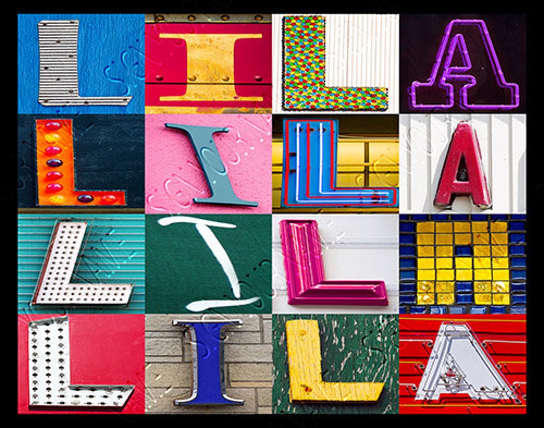 LILA Personalized Poster Featuring Photos of Sign Letters; Typography ...