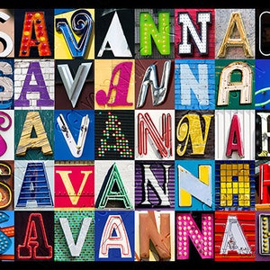 SAVANNAH Personalized Poster Featuring Photos of Sign Letters ...