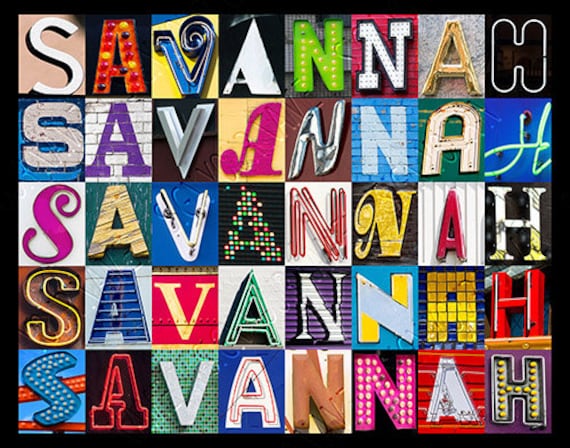 SAVANNAH Personalized Poster Featuring Photos of Sign Letters | Etsy