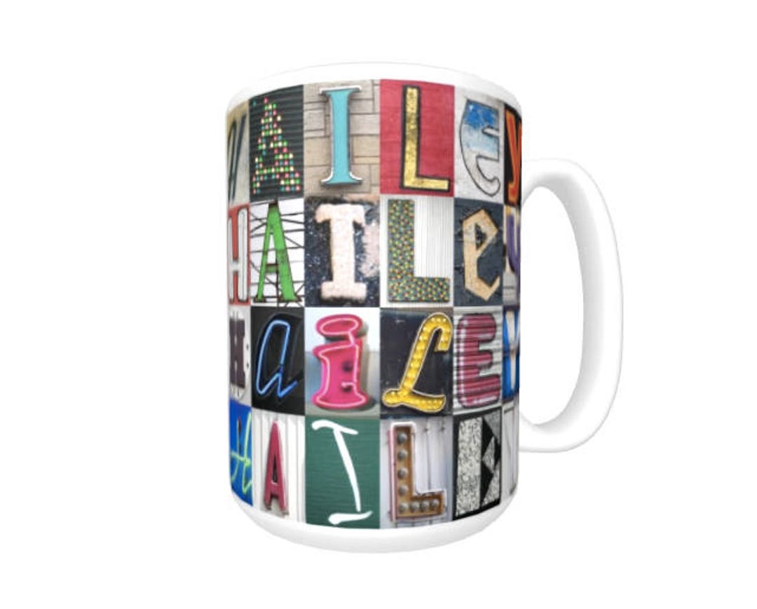 Personalized Coffee Mug Featuring the Name HAILEY in Sign Letter Photos ...