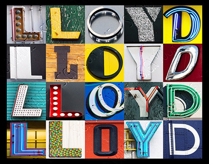 LLOYD Personalized Poster Featuring Photos of Letters From Signs ...