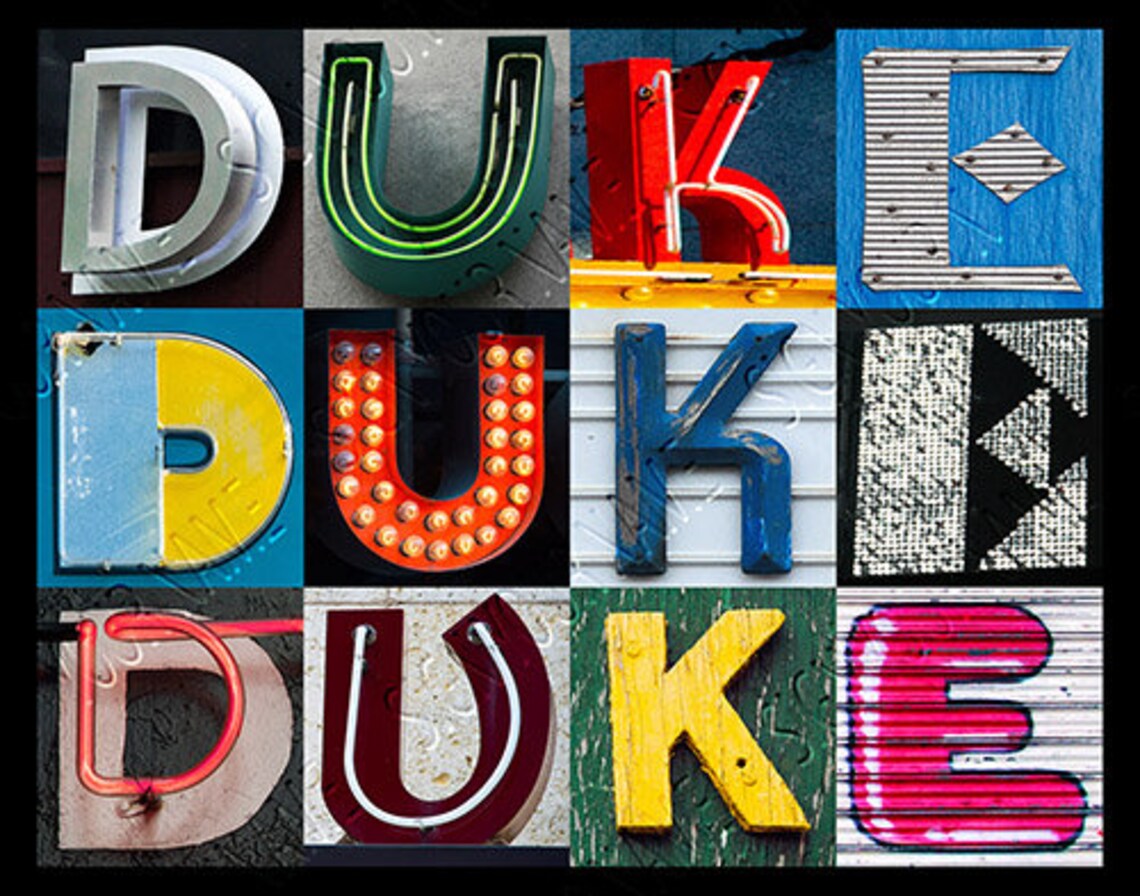 Personalized Poster featuring DUKE in photos of alphabet | Etsy