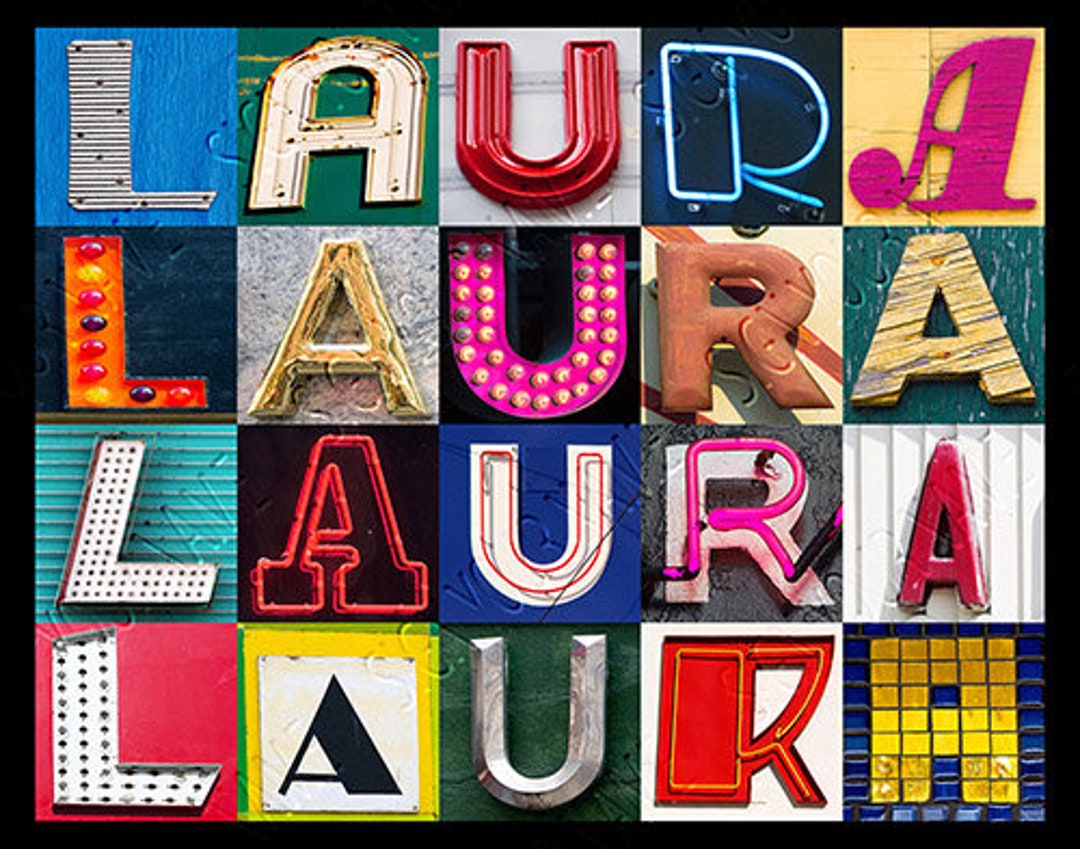 LAURA Personalized Poster Featuring Photos of Letters From Signs ...
