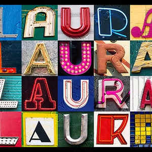 LAURA Personalized Poster Featuring Photos of Letters From Signs ...